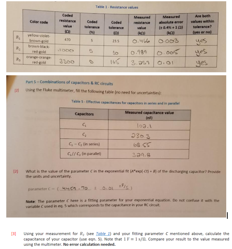 Solved Equation 5 : Q = Qe^(-t/RC) The Q on the right | Chegg.com