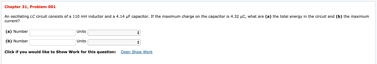 Solved Chapter 31, Problem 001 An oscillating LC circuit | Chegg.com