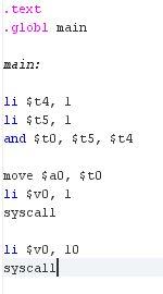 Solved .text .globl main main: li $t4, 1 li $t5, 1 and | Chegg.com
