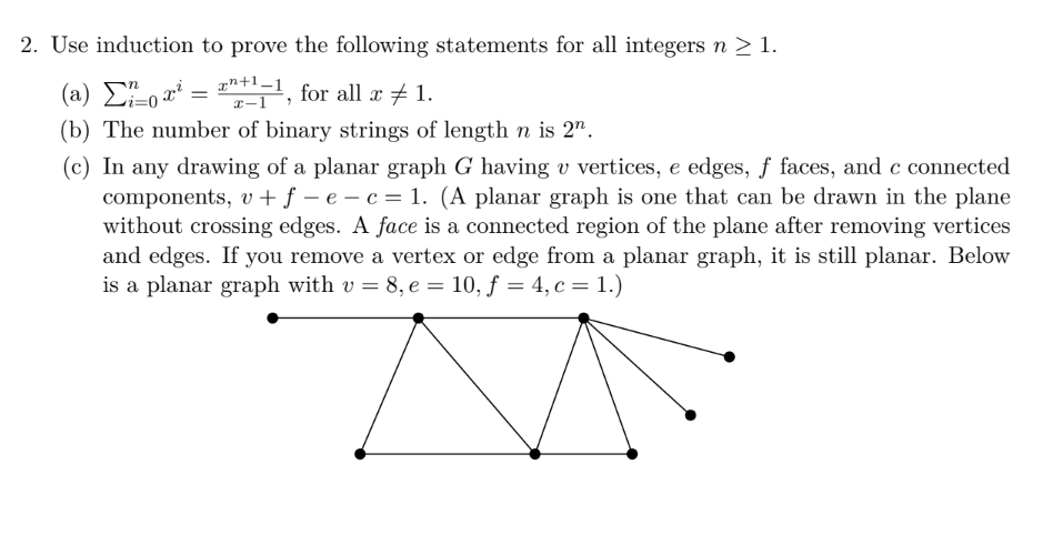 Solved 2. Use induction to prove the following statements | Chegg.com