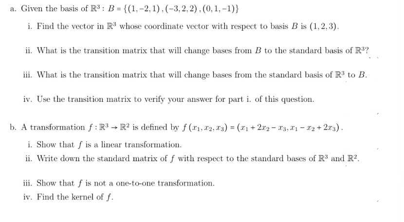 Solved a. Given the basis of R3: B = {(1, | Chegg.com