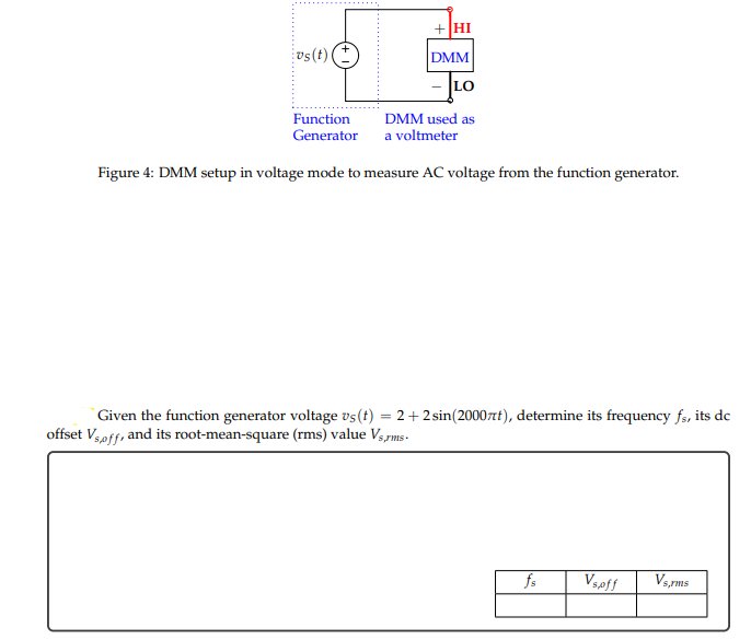 Solved Figure 4: DMM setup in voltage mode to measure AC | Chegg.com