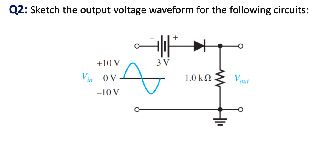 Solved Q1: Sketch the output voltage waveform for the | Chegg.com