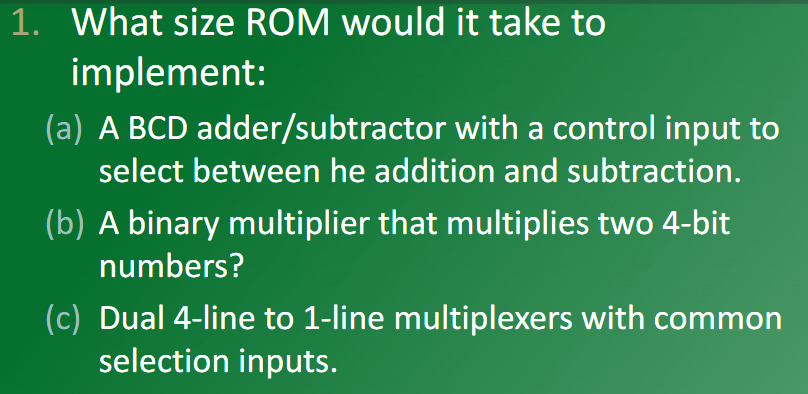 Solved 1. What size ROM would it take to implement: (a) A | Chegg.com