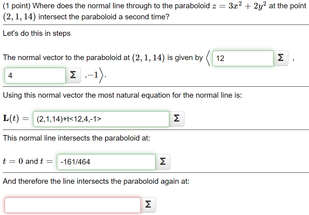 Solved (1 point) Where does the normal line through to the | Chegg.com