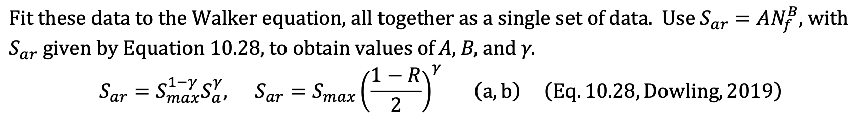 Fit these data to the Walker equation, all together | Chegg.com