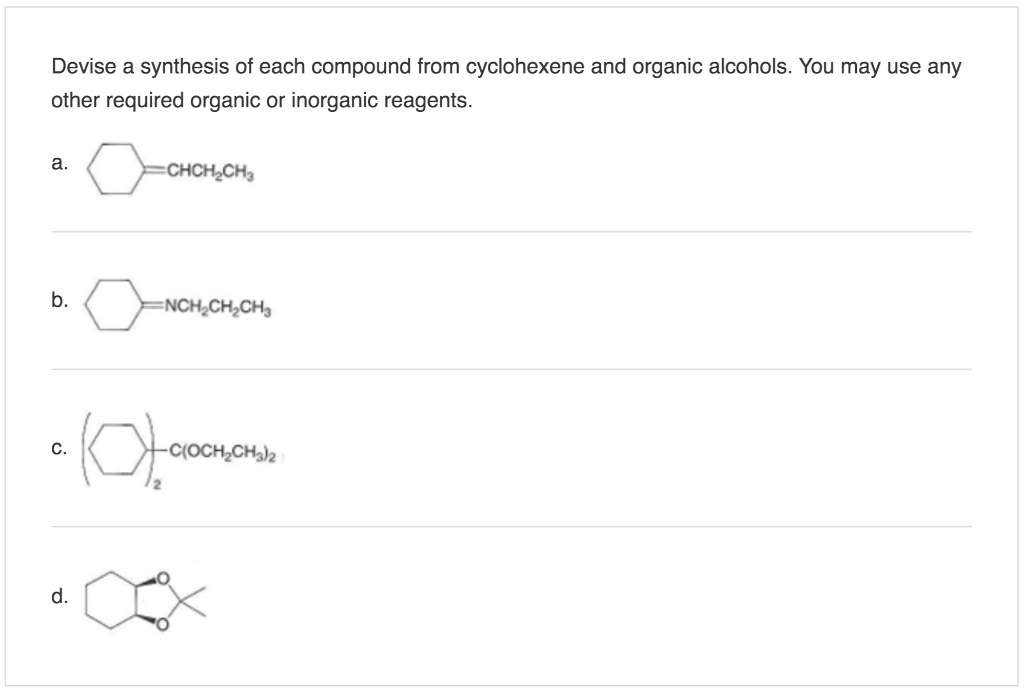 Solved Devise a synthesis of each compound from cyclohexene | Chegg.com