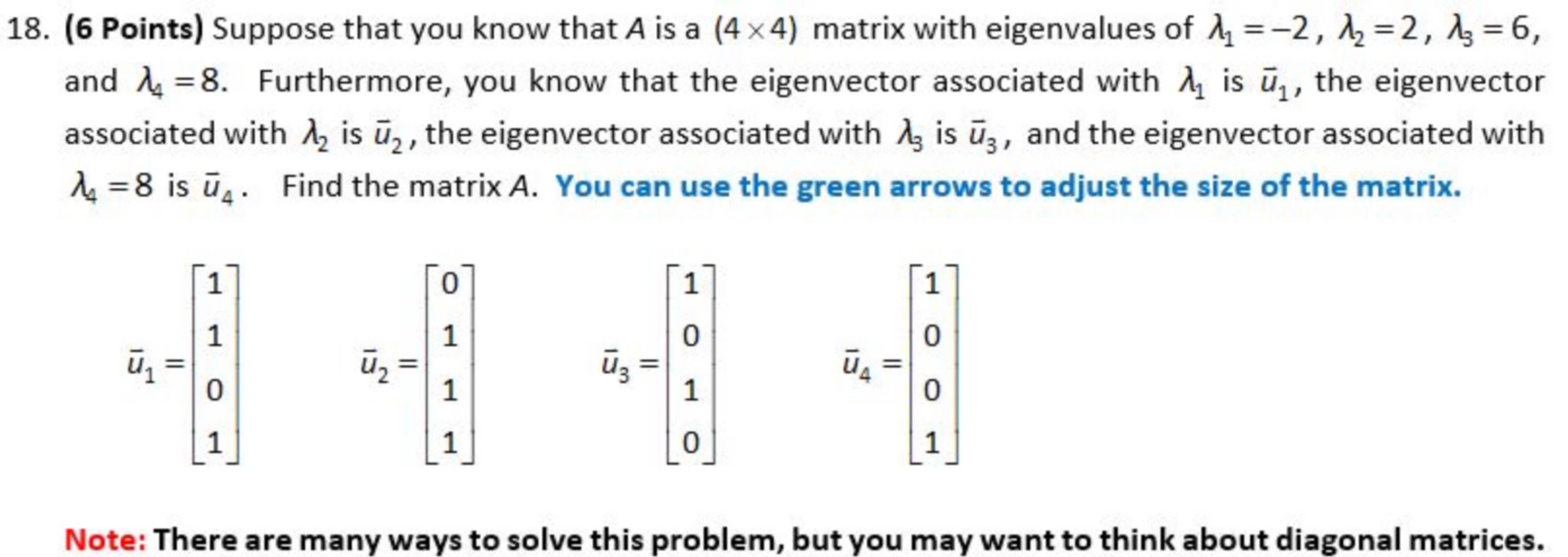 Solved (6 ﻿Points) ﻿Suppose that you know that A ﻿is a (4×4) | Chegg.com
