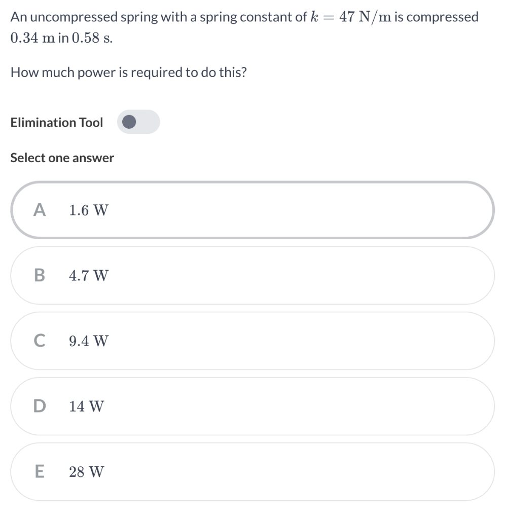 Solved An uncompressed spring with a spring constant of k=47 | Chegg.com
