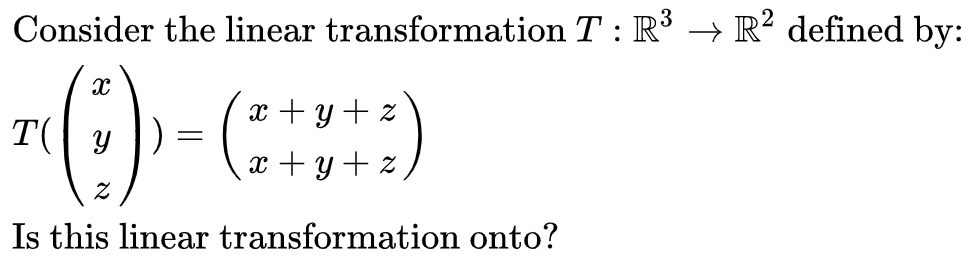 Solved Consider the linear transformation T: R3 + R2 defined | Chegg.com