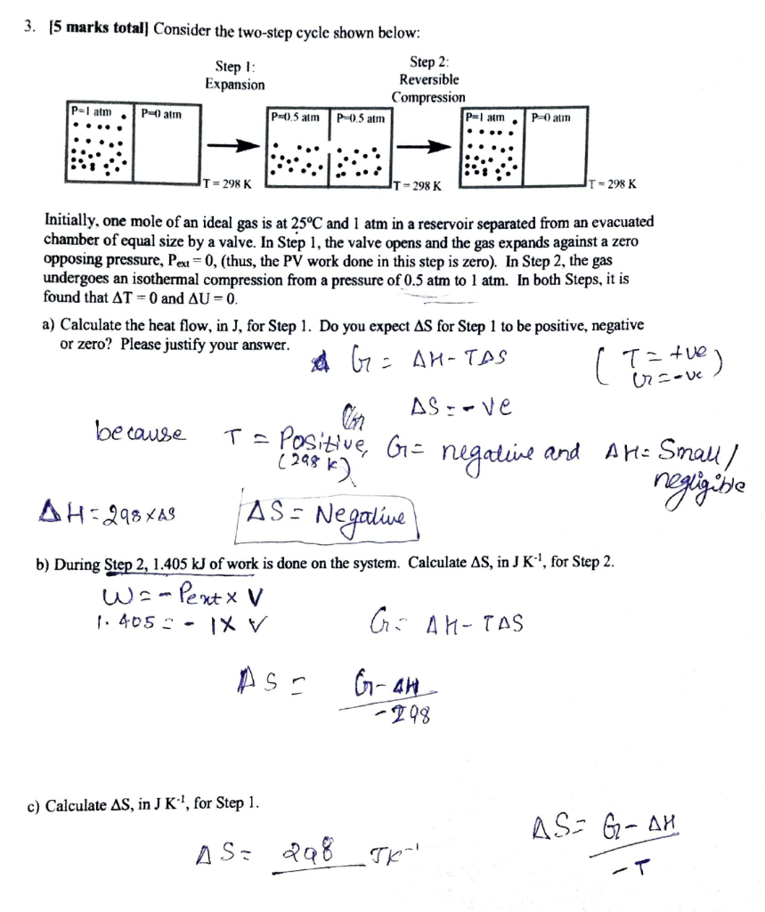 Solved 3. [5 marks total] Consider the two-step cycle shown | Chegg.com