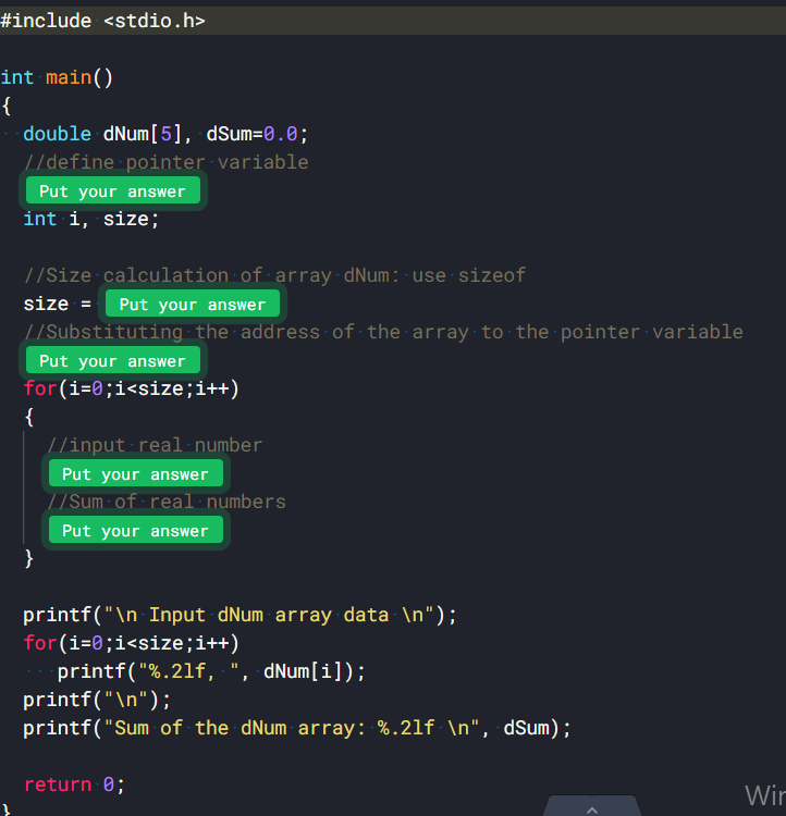 Solved Write a program that inputs data into a real array | Chegg.com
