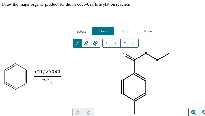 Solved Draw the major organic product for the Friedel-Crafts | Chegg.com