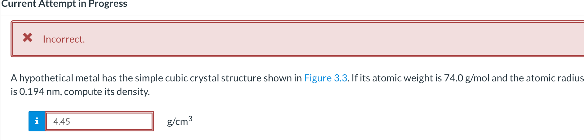 Solved A hypothetical metal has the simple cubic crystal | Chegg.com