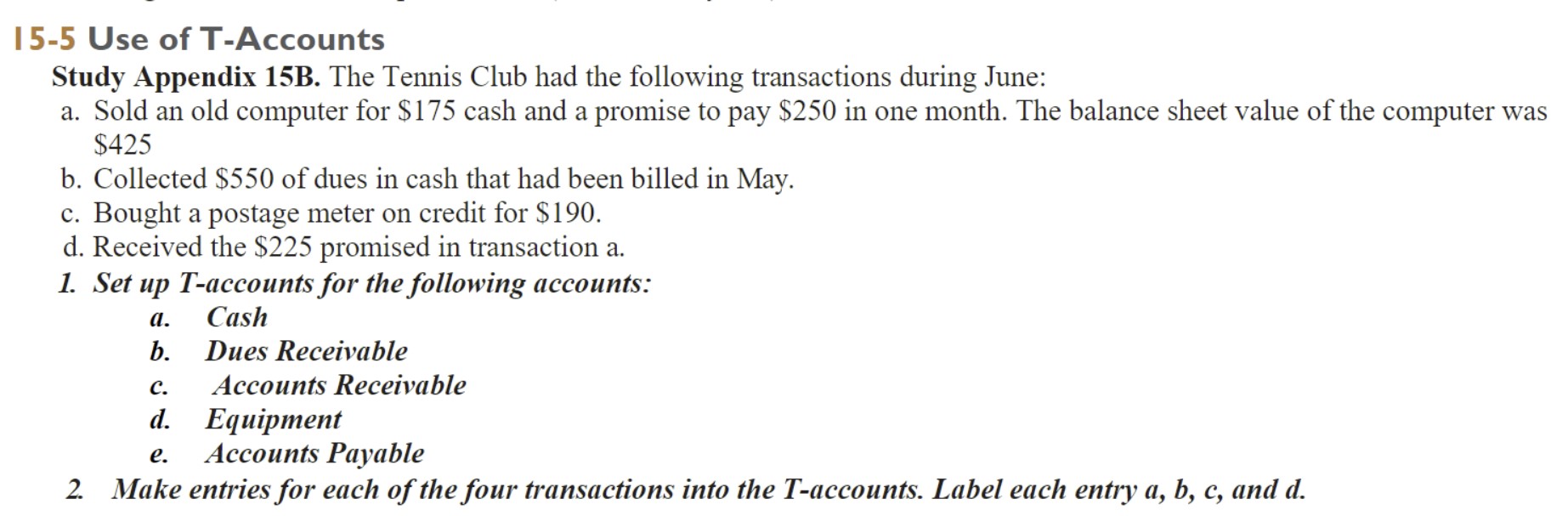 Solved I 5-5 ﻿Use of T-AccountsStudy Appendix 15B. ﻿The | Chegg.com