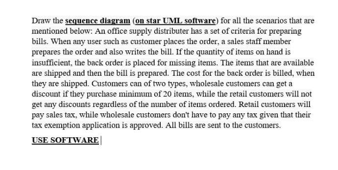 Solved Draw the sequence diagram (on star UML software) for | Chegg.com