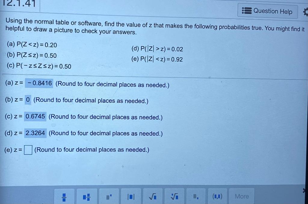 Solved .1.47 Question Help Using the normal table or | Chegg.com