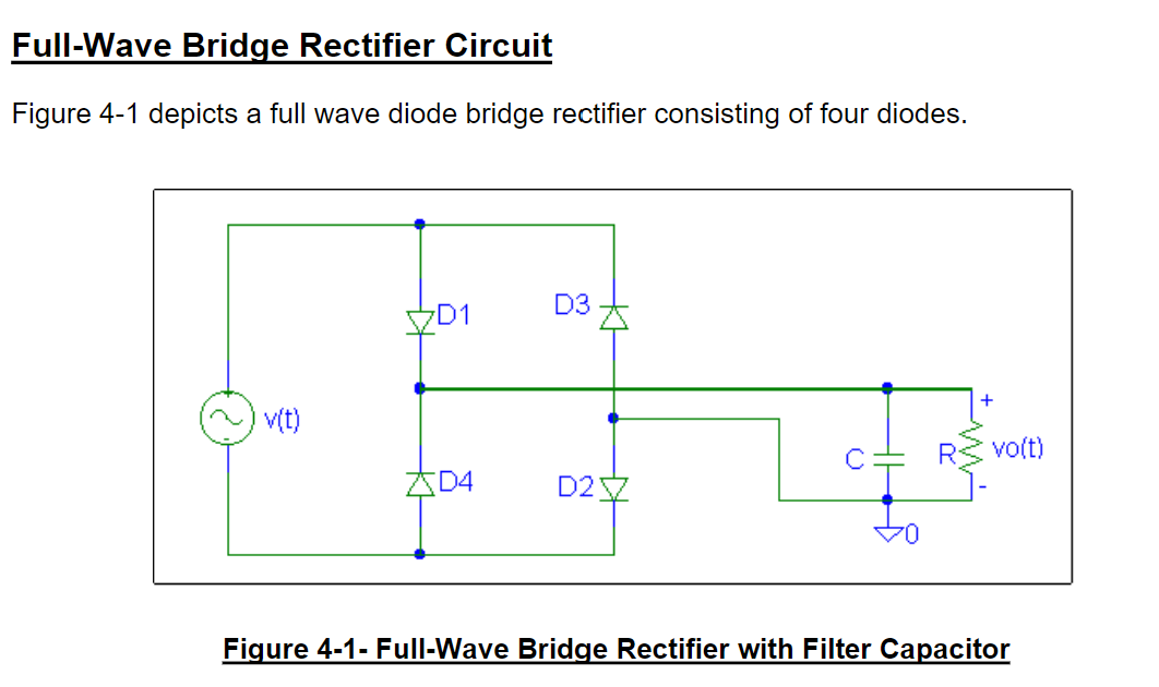 Solved Full-Wave Bridge Rectifier Circuit Figure 4-1 depicts | Chegg.com