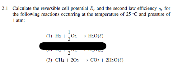 2.1 ﻿Calculate the reversible cell potential Er ﻿and | Chegg.com