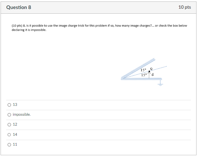 Solved (10 pts) 8. Is it possible to use the image charge | Chegg.com