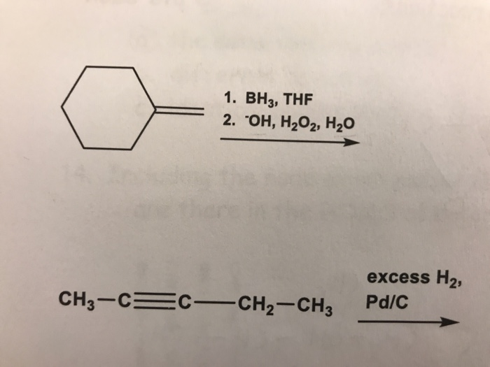 Solved 1. BH3,THF -2. OH, H2O2, H2O excess H2, | Chegg.com