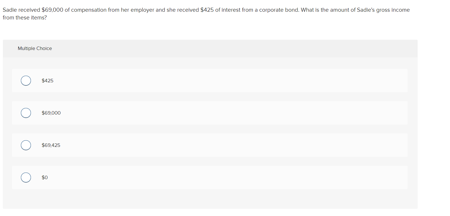 Solved Sadie received $69,000 ﻿of compensation from her | Chegg.com
