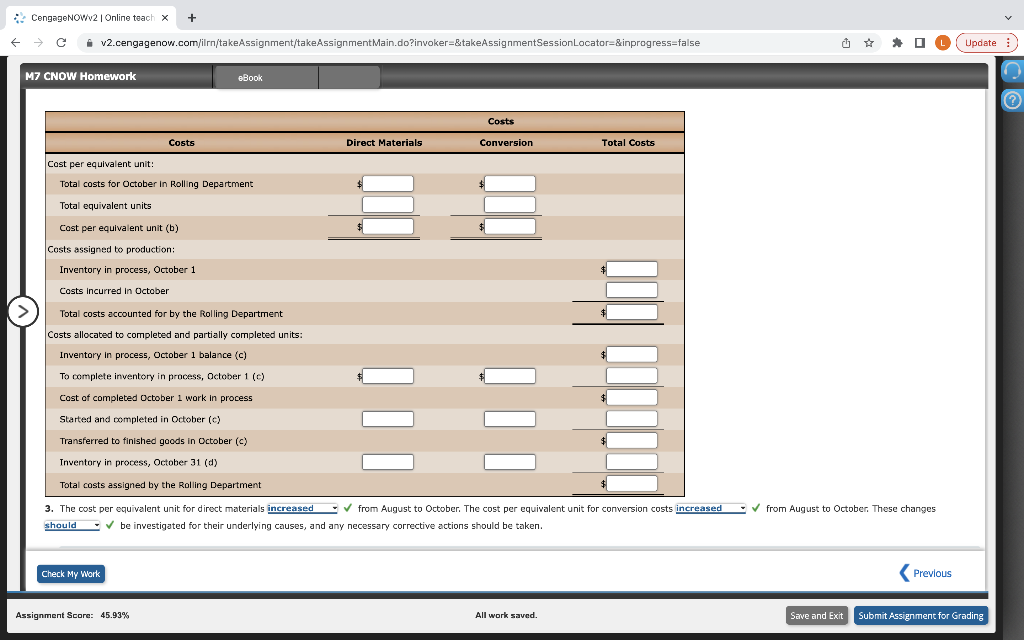 Work in Process Account Data for Two Months; Cost of | Chegg.com