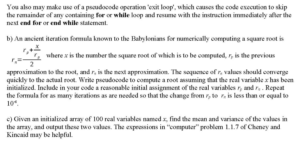 Solved 2 Coding Exercises Write Pseudocode Segments In The 