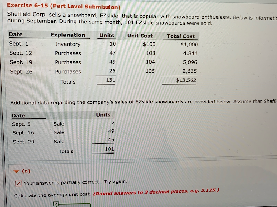 Solved Exercise 6-15 (Part Level Submission) Sheffield Corp. | Chegg.com