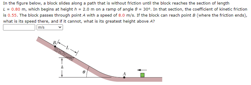 Solved In the figure below, a block slides along a path that | Chegg.com