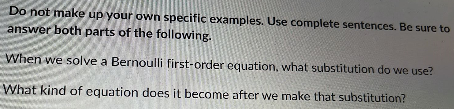 Solved Do not make up your own specific examples. Use | Chegg.com