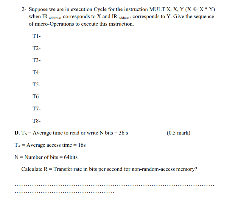 Solved 2- ﻿Suppose we are in execution Cycle for the | Chegg.com