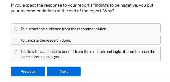 Solved If you expect the response to your report's findings | Chegg.com