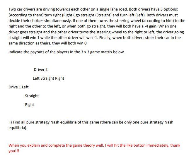 Solved Two car drivers are driving towards each other on a | Chegg.com