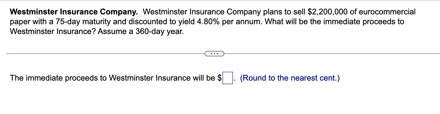 Solved Westminster Insurance Company. Westminster Insurance | Chegg.com