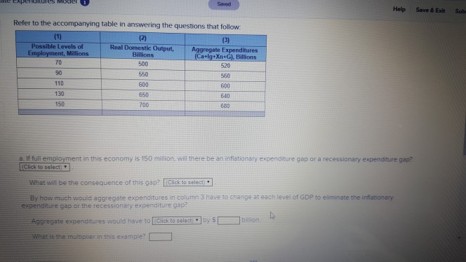 Solved de E ES Model 1 Help Save & Exit Sub Refer to the | Chegg.com