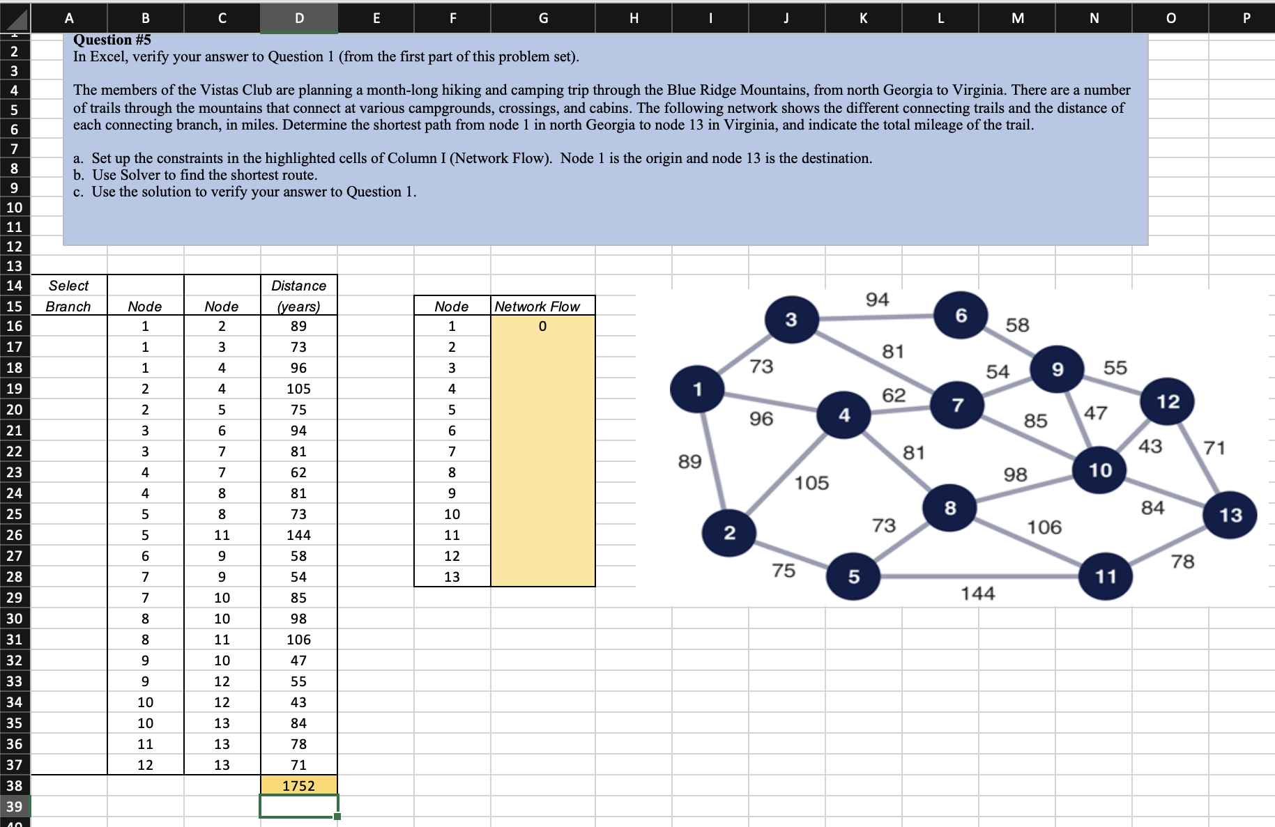 Solved Question #5In Excel, verify your answer to Question | Chegg.com