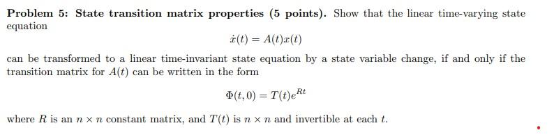 Solved Problem 5 State Transition Matrix Properties 5