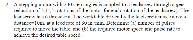 Solved 2. A stepping motor with 240 step angles is coupled | Chegg.com
