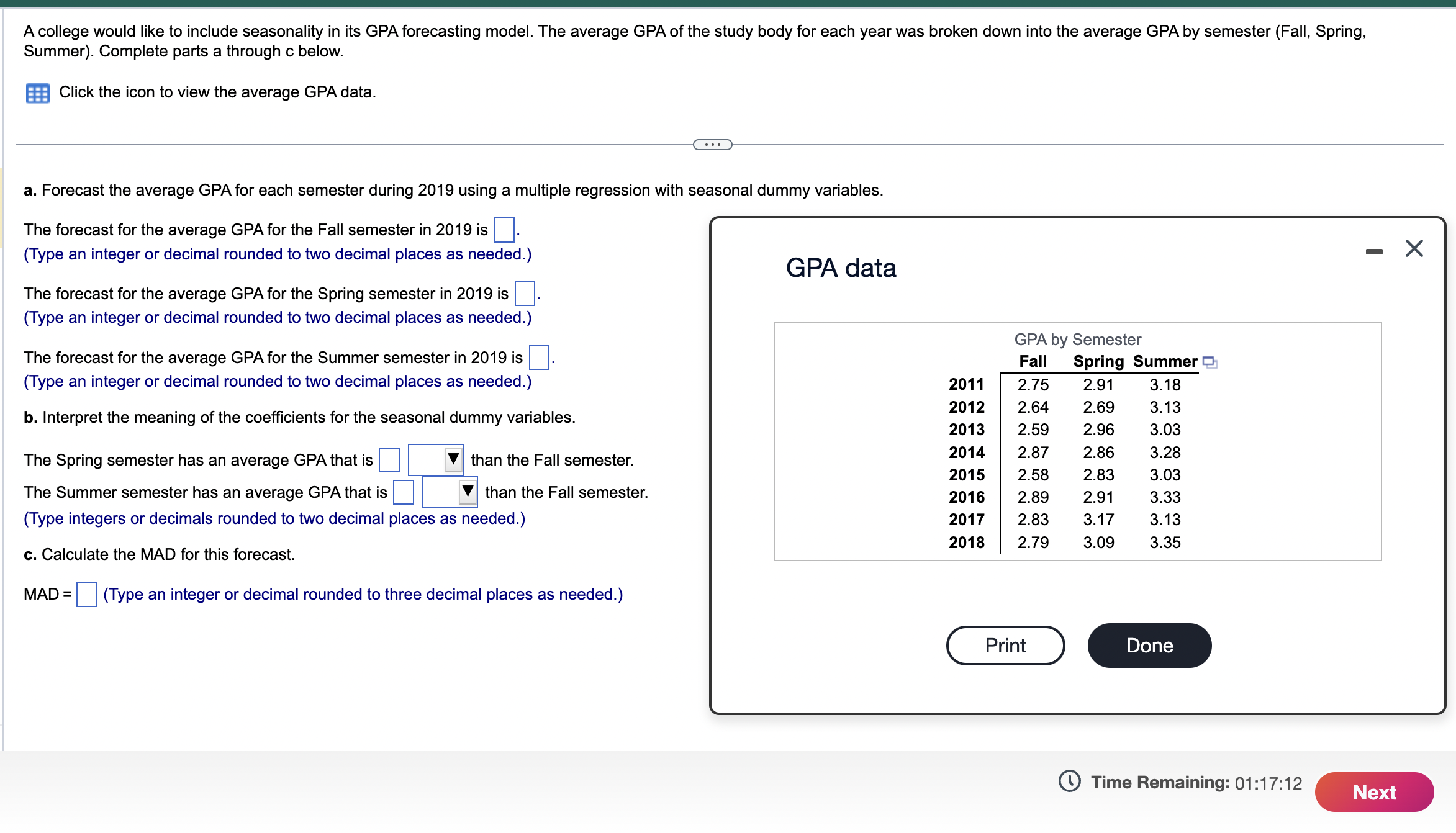Solved Summer). Complete parts a through c below. Click the | Chegg.com