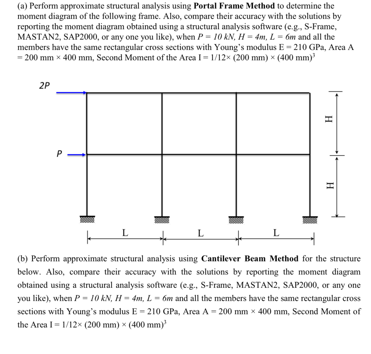 Solved (a) ﻿Perform approximate structural analysis using | Chegg.com