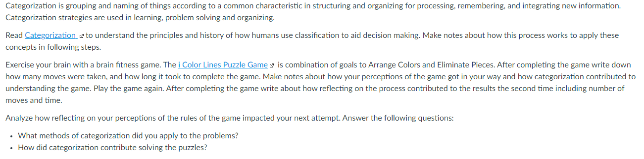 Solved Categorization is grouping and naming of things | Chegg.com