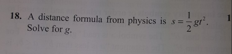 Solved 1 18. A distance formula from physics is s Solve for | Chegg.com