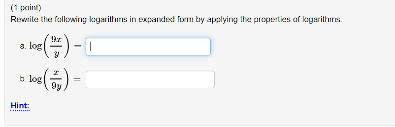 Solved (1 point) Rewrite the following logarithms in | Chegg.com