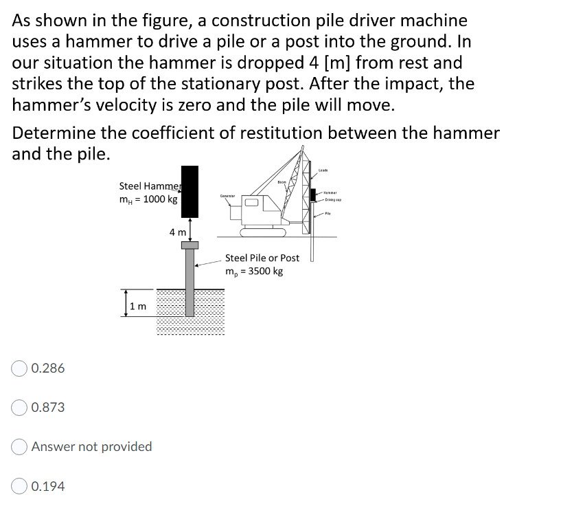 Solved As shown in the figure, a construction pile driver | Chegg.com