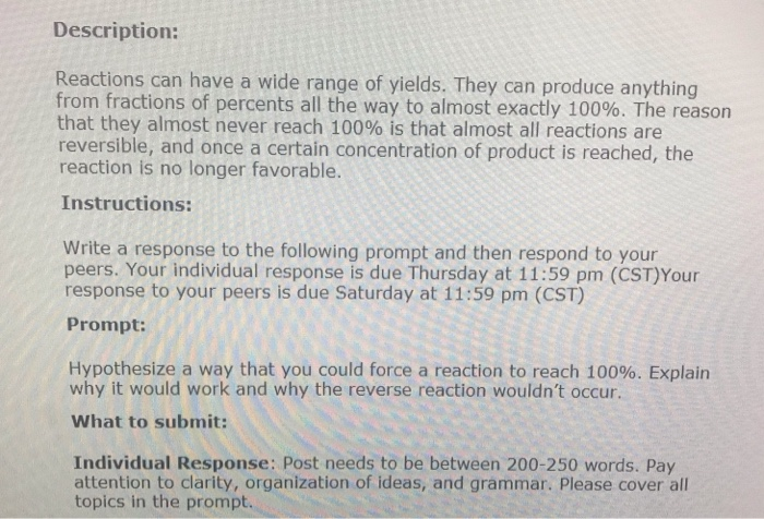 Solved Description: Reactions can have a wide range of | Chegg.com