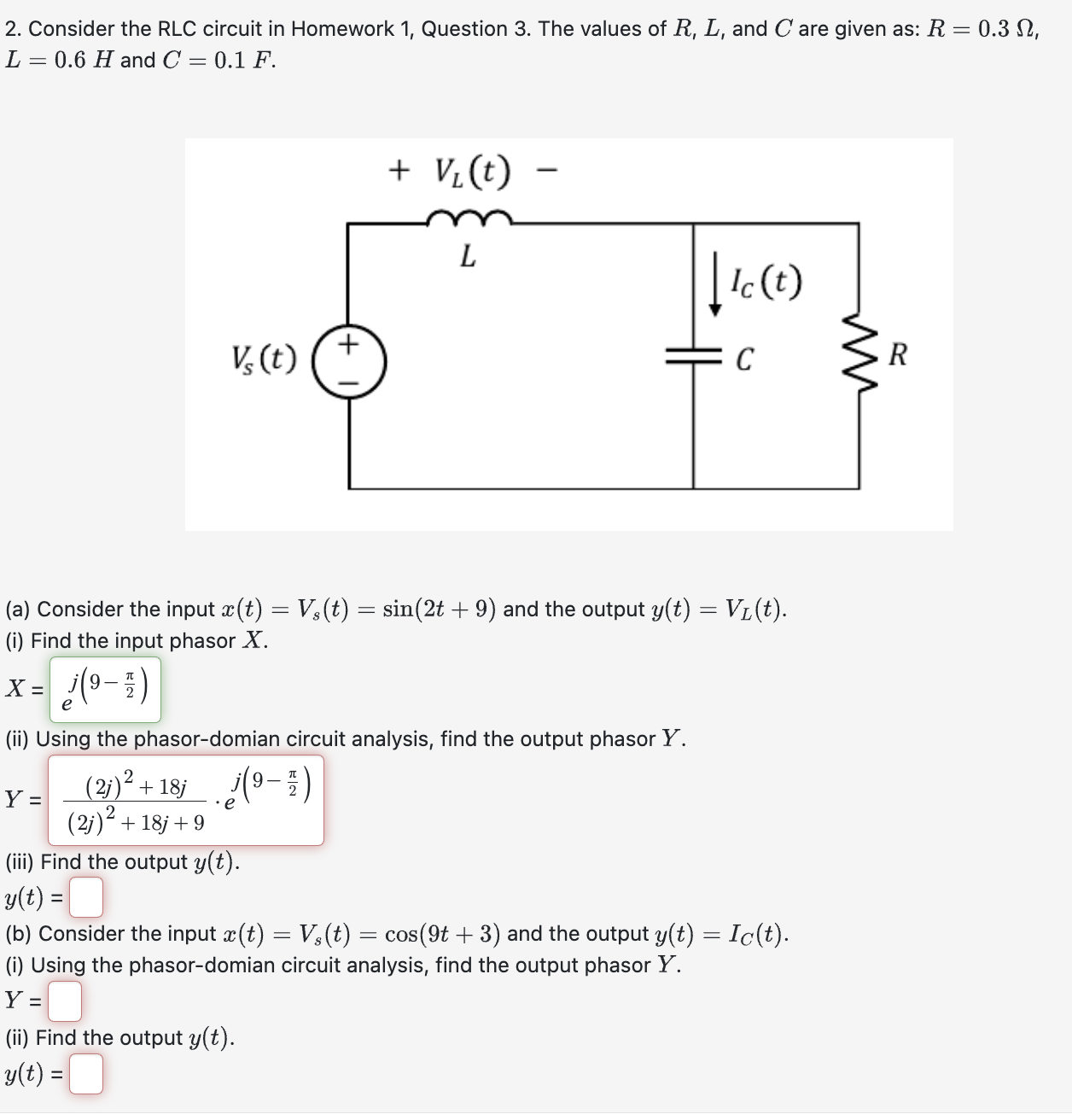 Solved Consider the RLC circuit in Homework 1, ﻿Question 3. | Chegg.com