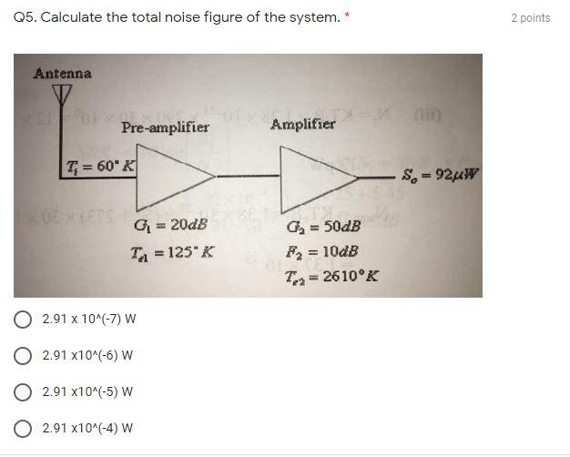Solved Q5. Calculate the total noise figure of the system. 2 | Chegg.com