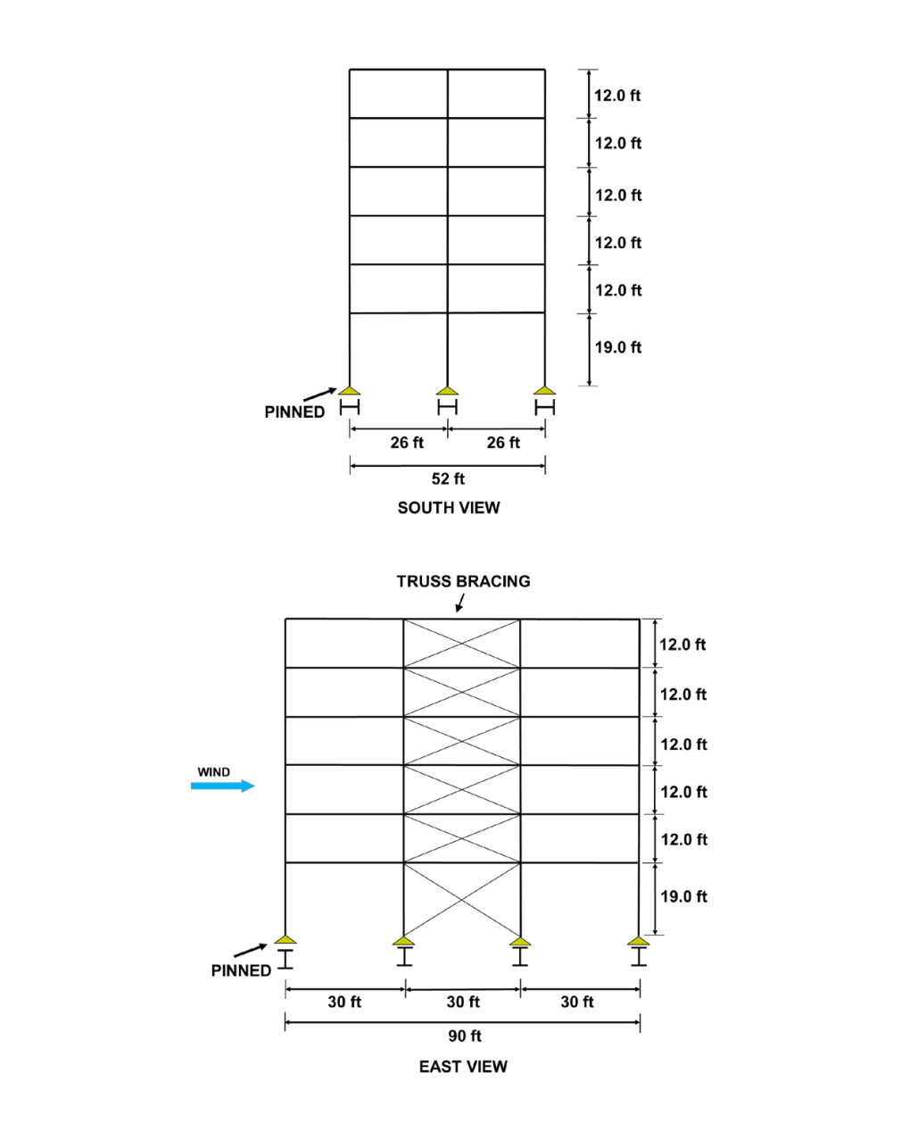 First Part: 1) Design the diagonal of the first story | Chegg.com