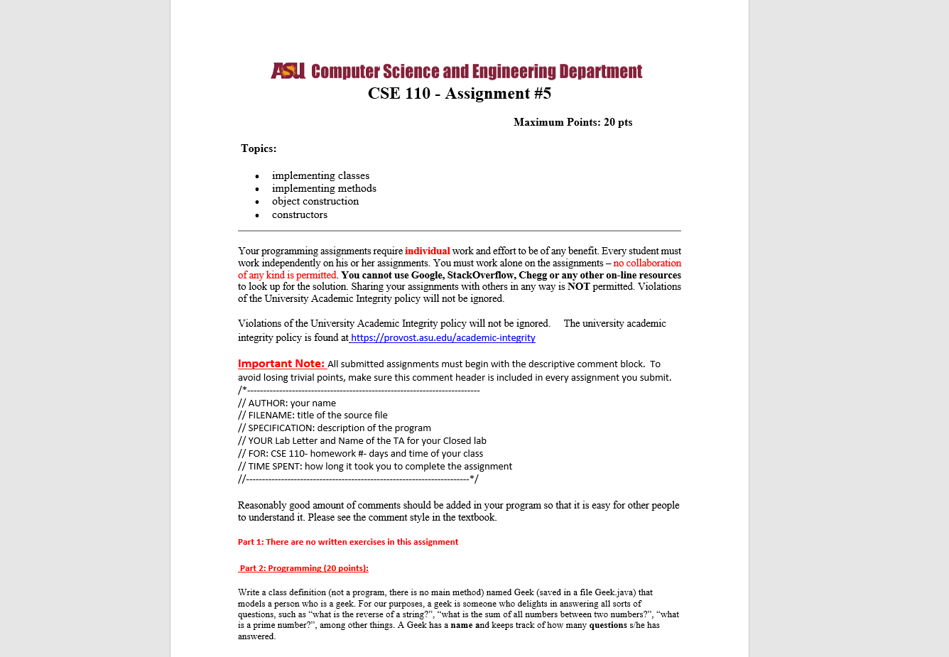 Solved ASU Computer Science and Engineering Department CSE | Chegg.com